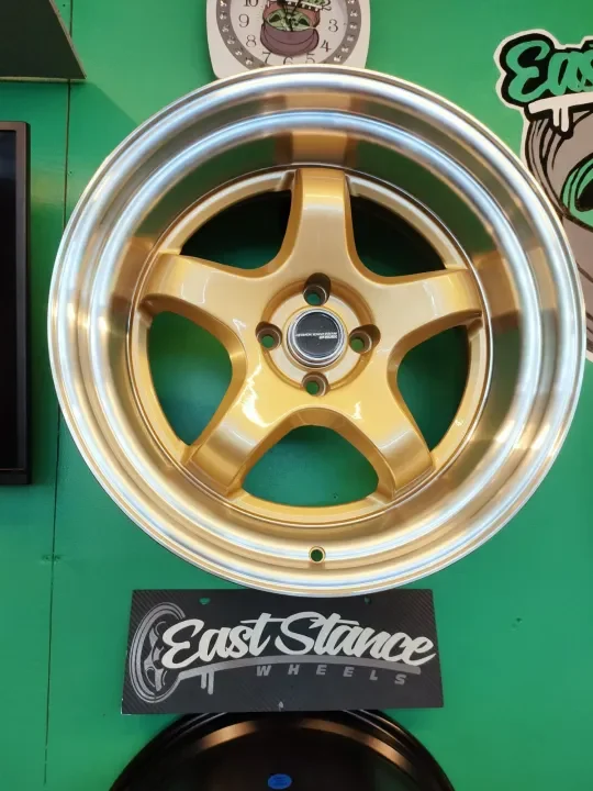 mag wheels rims 18x9.5 offset 15 4holes pcd100 4x100 gold machine lip ...